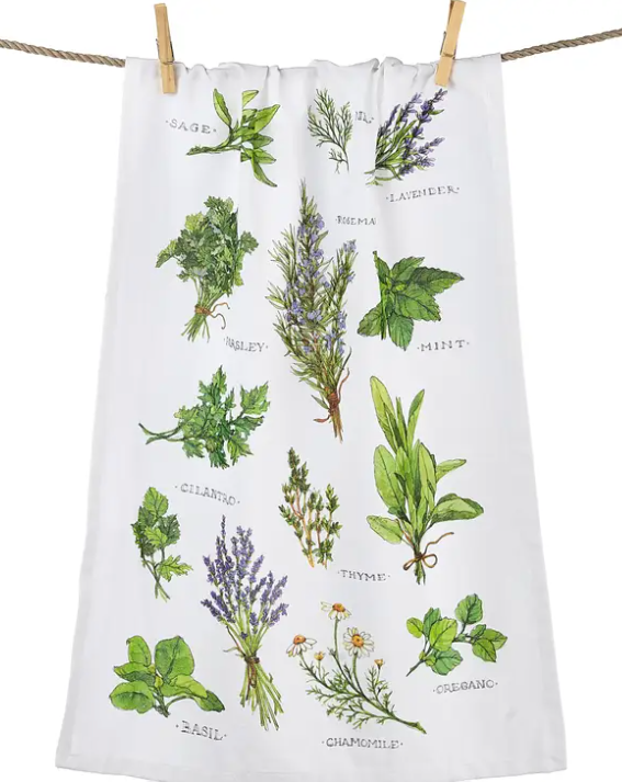 Herbs Field Guide Kitchen Towel – Door County Nature Works